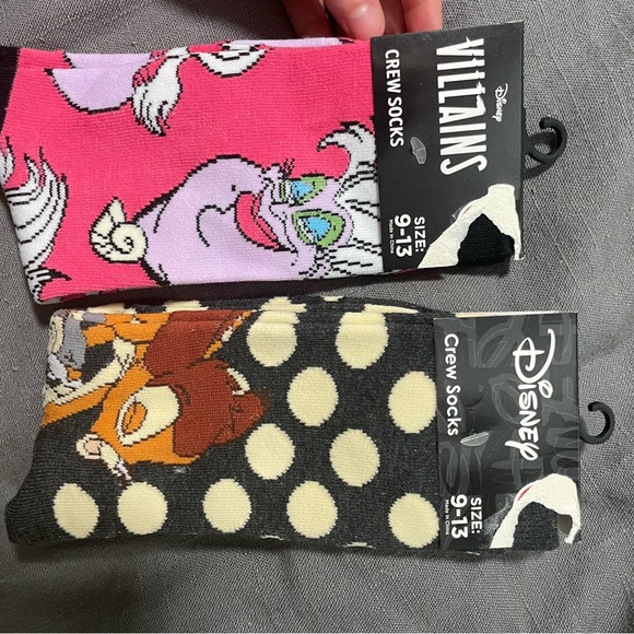 Disney | Accessories | Disney Ursula And Bambi Crew Socks | Poshmark